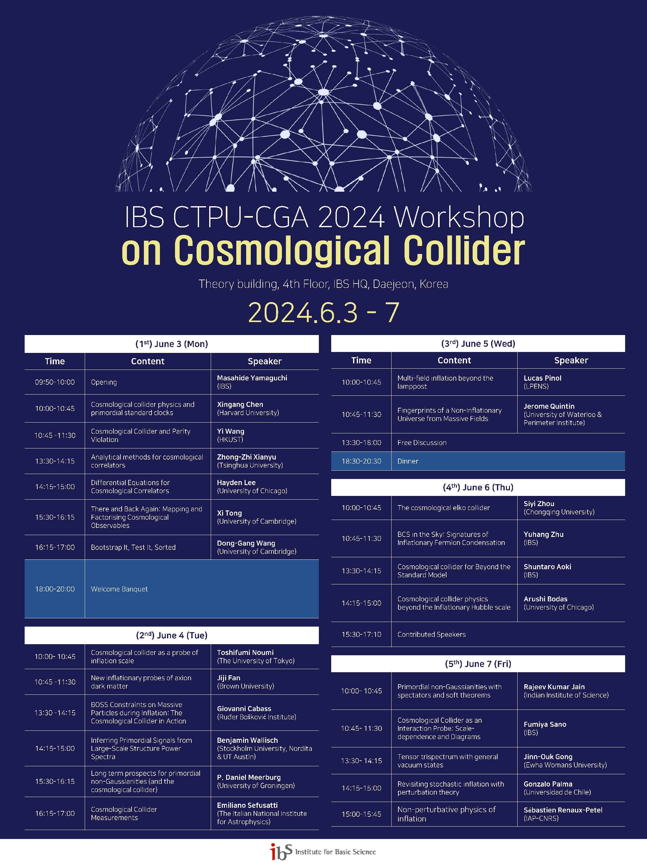 IBS CTPU-CGA 2024 Workshop on Cosmological Collider (3-7 June 2024): Overview · IBS Indico System